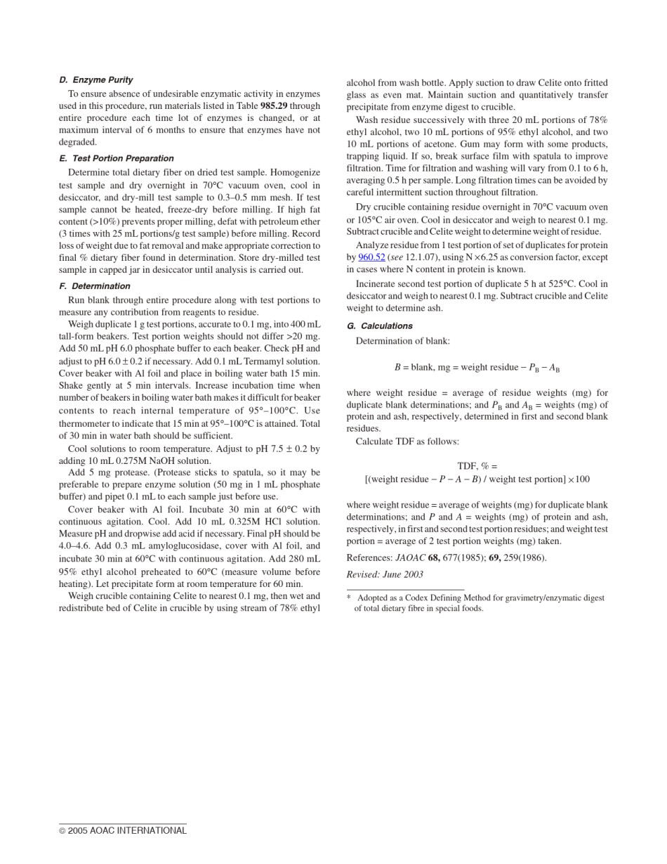 AOAC-985.29-食物中总膳食纤维--酶-重量法.pdf_考拉文库