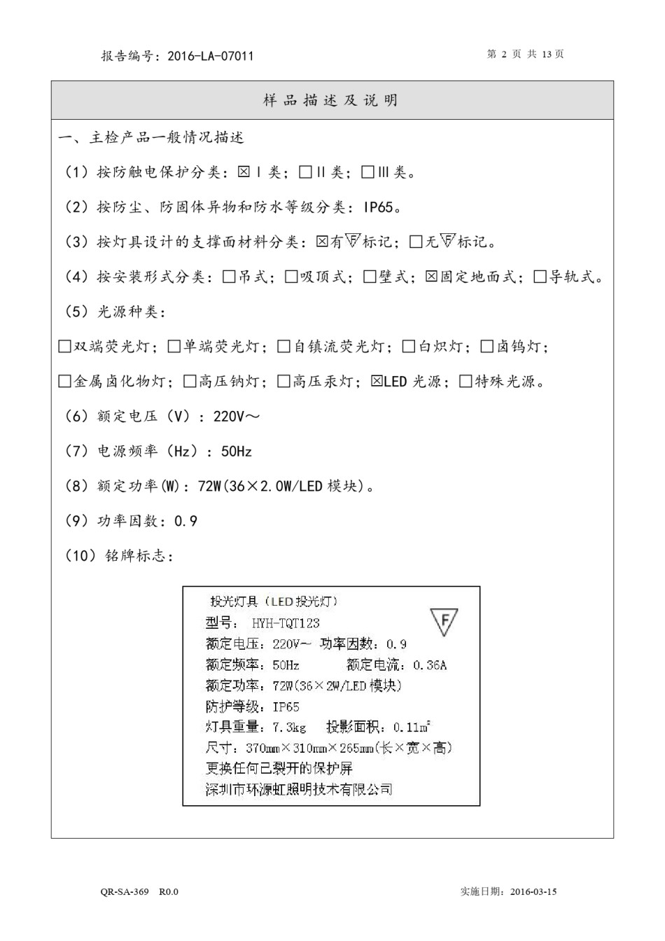 LED投光灯检测报告.pdf_考拉文库